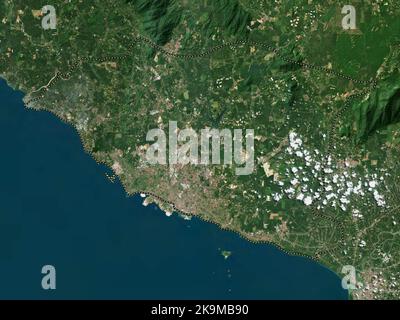 Melaka, state of Malaysia. Low resolution satellite map. Locations and ...