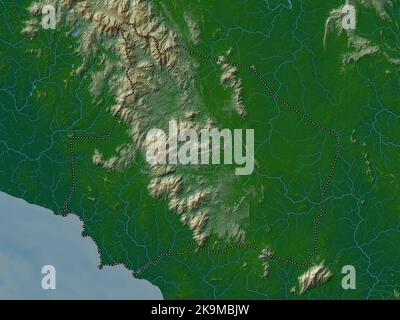Negeri Sembilan, state of Malaysia. Elevation map colored in wiki style ...