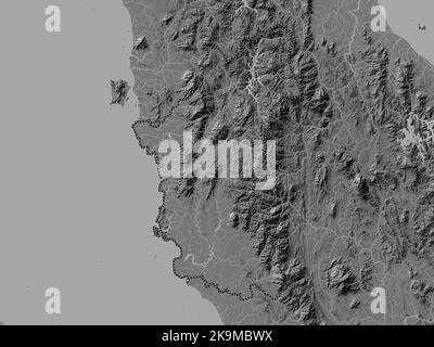 Perak, state of Malaysia. Elevation map colored in wiki style with ...