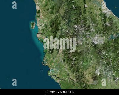 Perak, state of Malaysia. High resolution satellite map. Locations of ...