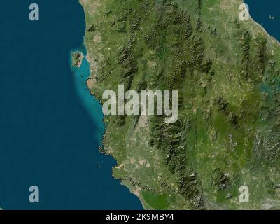 Perak, state of Malaysia. Low resolution satellite map. Locations and ...