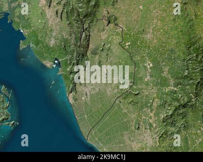 Perlis, state of Malaysia. Low resolution satellite map. Locations and ...