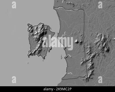 Pulau Pinang, state of Malaysia. Bilevel elevation map with lakes and ...