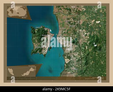 Pulau Pinang, state of Malaysia. Low resolution satellite map ...