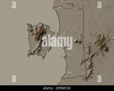 Pulau Pinang, state of Malaysia. Colored elevation map with lakes and ...