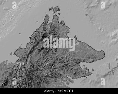 Sabah, state of Malaysia. Elevation map colored in wiki style with ...