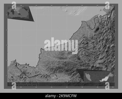 Sarawak, state of Malaysia. Elevation map colored in wiki style with ...