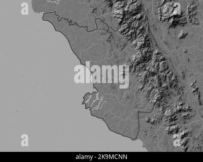 Selangor, state of Malaysia. Bilevel elevation map with lakes and ...