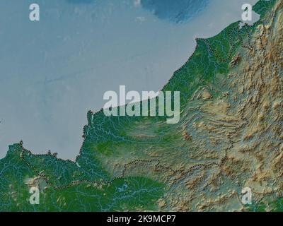Sarawak, state of Malaysia. Elevation map colored in wiki style with ...