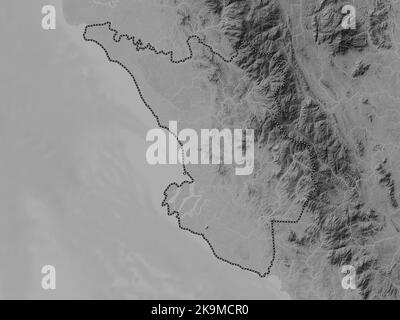 Selangor, state of Malaysia. Grayscale elevation map with lakes and ...
