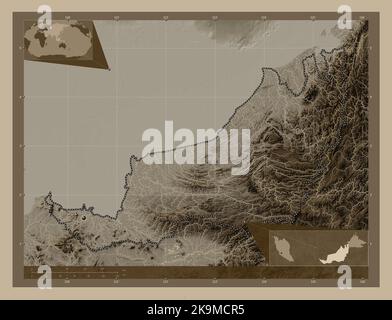 Sarawak, state of Malaysia. Elevation map colored in wiki style with ...