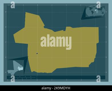 Gao, region of Mali. Solid color shape. Locations of major cities of ...