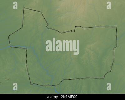 Gao, region of Mali. Colored elevation map with lakes and rivers ...