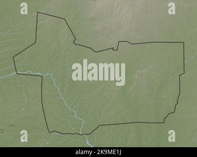 Gao, region of Mali. Colored elevation map with lakes and rivers Stock ...