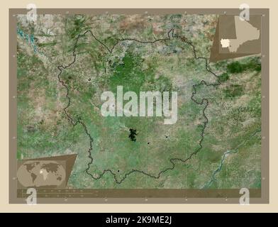 Kayes, region of Mali. High resolution satellite map. Locations and ...