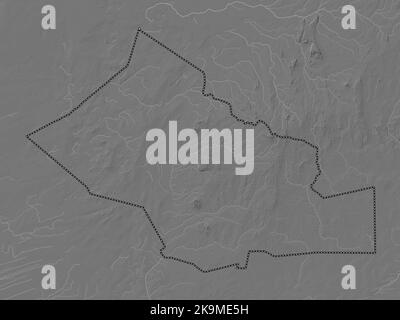 Kidal, region of Mali. Bilevel elevation map with lakes and rivers ...