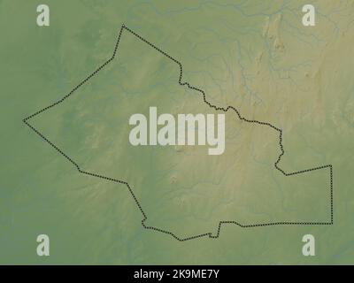 Kidal, region of Mali. Colored elevation map with lakes and rivers ...