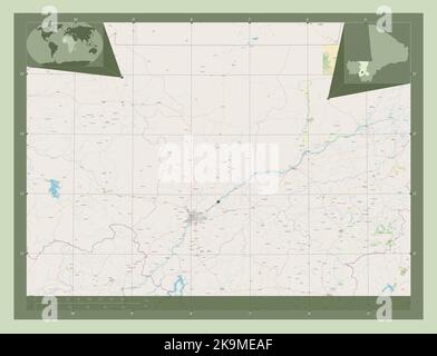 Koulikoro, region of Mali. Open Street Map. Locations of major cities ...