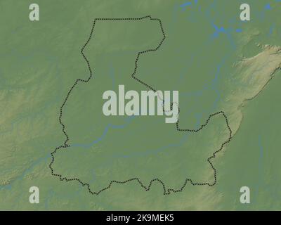 Segou, region of Mali. Colored elevation map with lakes and rivers ...
