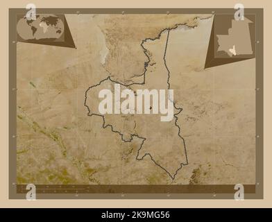 Assaba, region of Mauritania. Low resolution satellite map. Locations ...