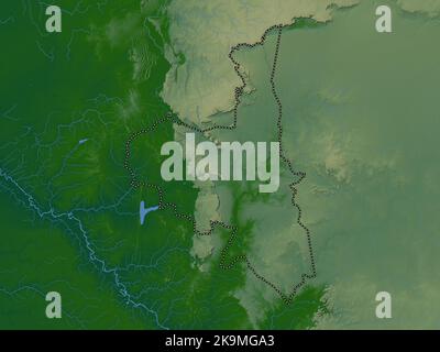 Assaba, region of Mauritania. Elevation map colored in sepia tones with ...