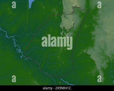 Guidimaka, region of Mauritania. Colored elevation map with lakes and ...