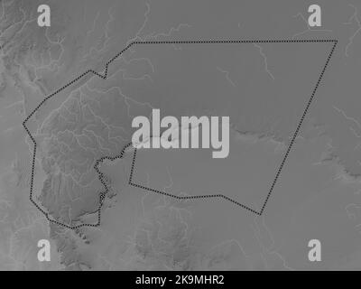 Tagant, region of Mauritania. Grayscale elevation map with lakes and ...