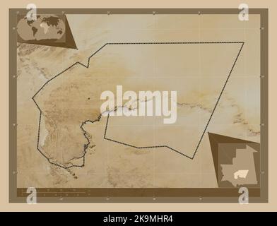 Tagant, region of Mauritania. Low resolution satellite map Stock Photo ...