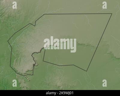 Tagant, region of Mauritania. Colored elevation map with lakes and ...