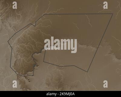 Tagant, region of Mauritania. Colored elevation map with lakes and ...
