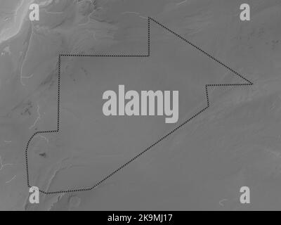 Tiris Zemmour, region of Mauritania. Grayscale elevation map with lakes ...