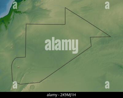 Tiris Zemmour, region of Mauritania. Elevation map colored in sepia ...