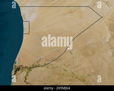 Trarza, region of Mauritania. Low resolution satellite map. Locations ...
