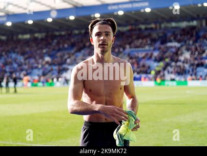 Manchester City's Jack Grealish and Leicester City's Youri Tielemans ...