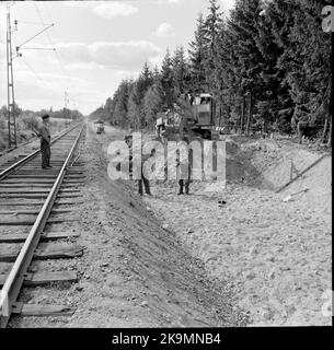 Double track work, excavator Stock Photo - Alamy