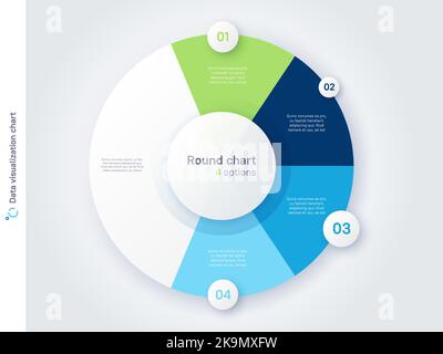 Four parts of circle. Pie chart with four same size sectors. Vector ...