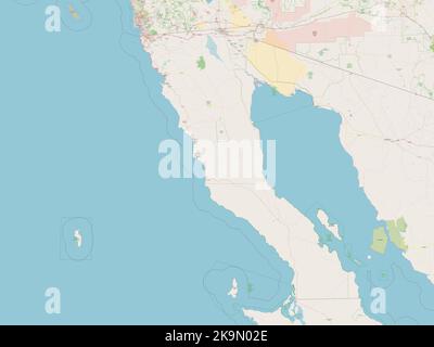 Baja California, state of Mexico. Open Street Map. Locations and names ...