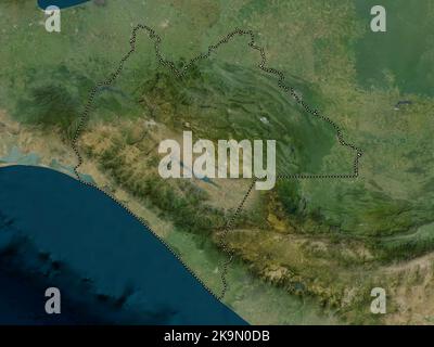 Chiapas, state of Mexico. Low resolution satellite map. Locations and ...