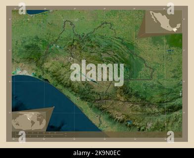 Chiapas, state of Mexico. High resolution satellite map. Locations and ...
