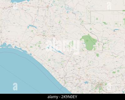 Chiapas, state of Mexico. Open Street Map. Locations and names of major ...