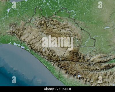 Chiapas, state of Mexico. Elevation map colored in wiki style with ...