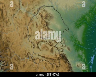 Coahuila, state of Mexico. Colored elevation map with lakes and rivers ...