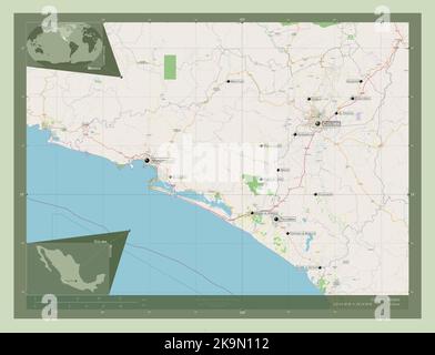 Colima, state of Mexico. Open Street Map. Corner auxiliary location ...