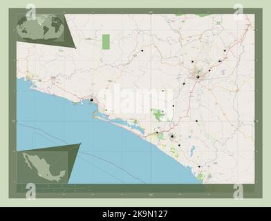 Colima, state of Mexico. Open Street Map. Corner auxiliary location ...