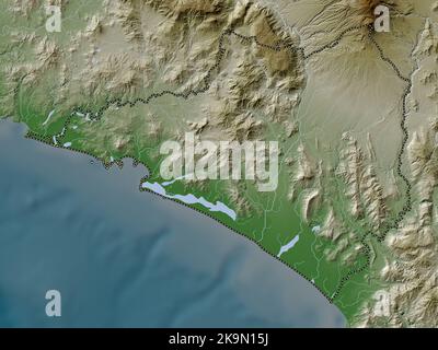 Colima, state of Mexico. Elevation map colored in wiki style with lakes ...