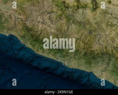 Guerrero, state of Mexico. Low resolution satellite map. Locations and ...