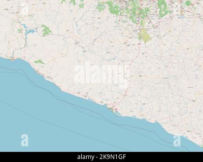 Guerrero, state of Mexico. Open Street Map. Locations of major cities ...