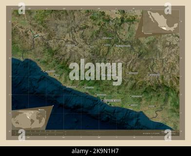 Guerrero, state of Mexico. High resolution satellite map Stock Photo ...
