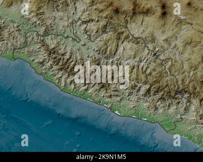 Guerrero, state of Mexico. Elevation map colored in wiki style with ...
