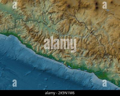 Guerrero, state of Mexico. Colored elevation map with lakes and rivers ...